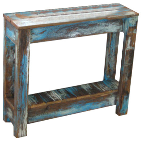Heavily Distressed Blue Combo Side Table - Rustic - Side Tables And End ...