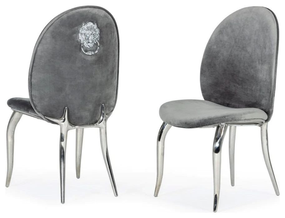 Cece Modern Gray Velvet Dining Chair Set of 2 - Contemporary - Dining ...