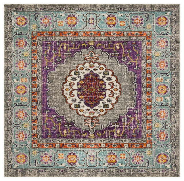 Safavieh Monaco Collection Mnc246l Violet/Light Blue Rug, 6'-7" X 6'-7 ...