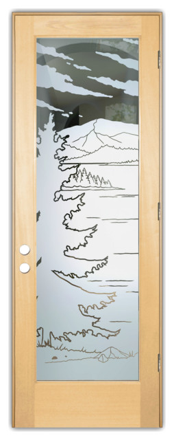 Front Door - Lake Arrowhead - Fiberglass Smooth - 30" x 80" - Book/Slab Door, 36" (3/0) x 96" (8 ...