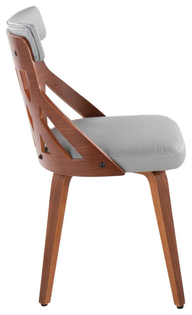 York Chair, Set of 2, Walnut Wood, Light Gray PU - Midcentury - Dining ...