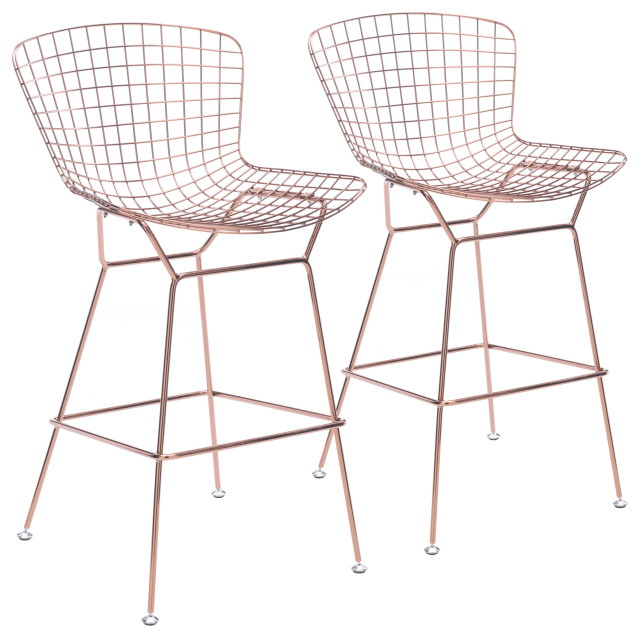 Wire Bar Chair, Set of 2 Rose Gold - Contemporary - Bar Stools And ...