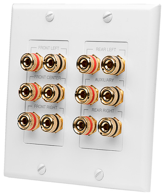 5.1 Home Theater 6 Terminal Decora Speaker Binding Wall Plate ...