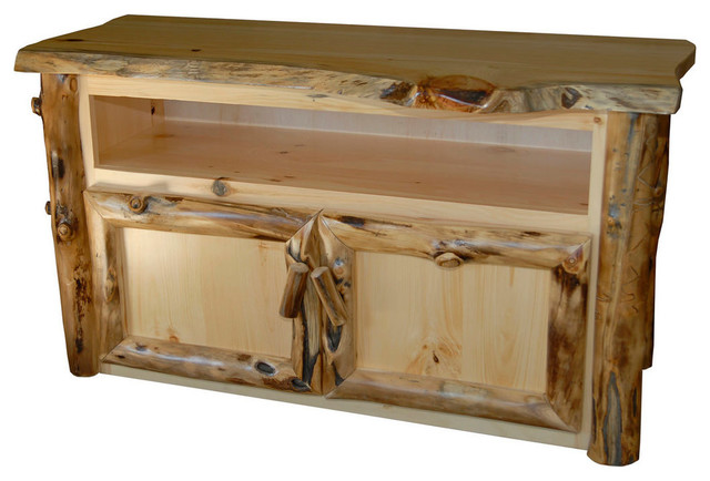 Rustic Aspen Log TV Stand - Rustic - Entertainment Centers And Tv ...