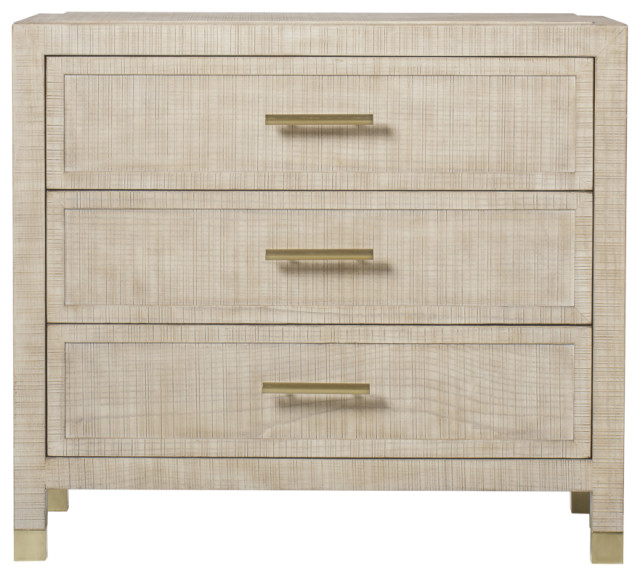 Solid Ash with Brass Handles Nightstand | Andrew Martin Raffles ...