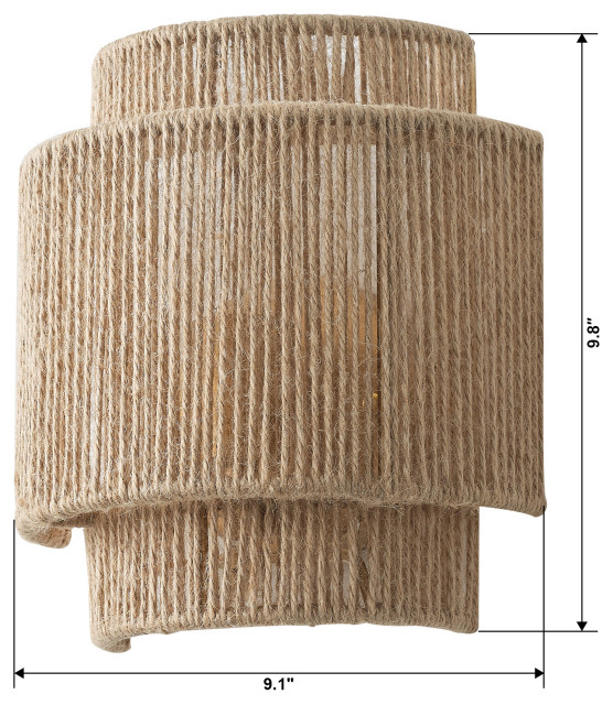 1-Light Farmhouse Wall Sconce With Hemp Rope Lamp Shade - Beach Style ...