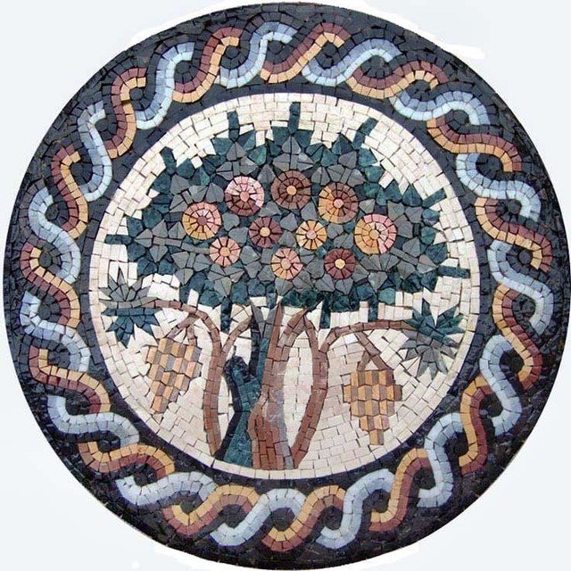 Mosaic Pattern, Fruitful Tree, 36" x 36" - Contemporary - Tile Murals ...