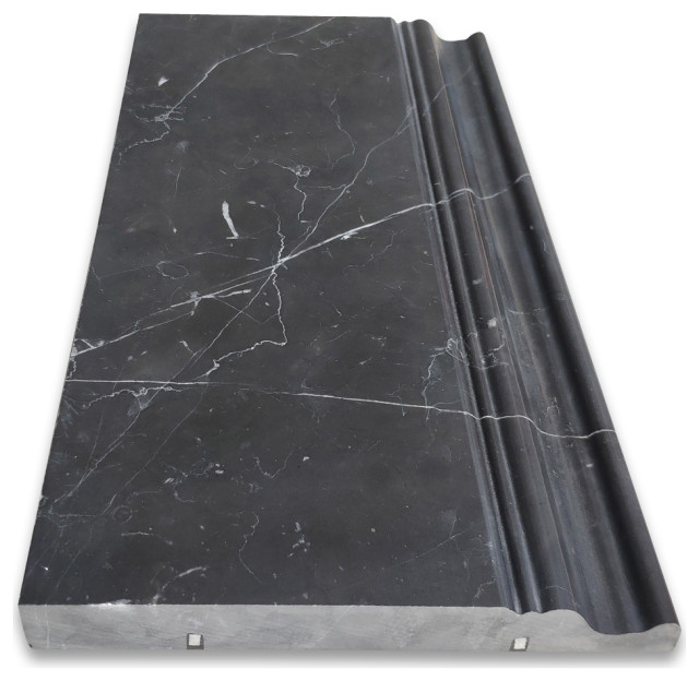 Nero Marquina Black Marble Skirting Baseboard Trim Molding Polished, 1 piece, 6 inch ...