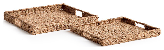 Seagrass Rectangular Trays, Set of 2 - Beach Style - Serving Trays - by ...