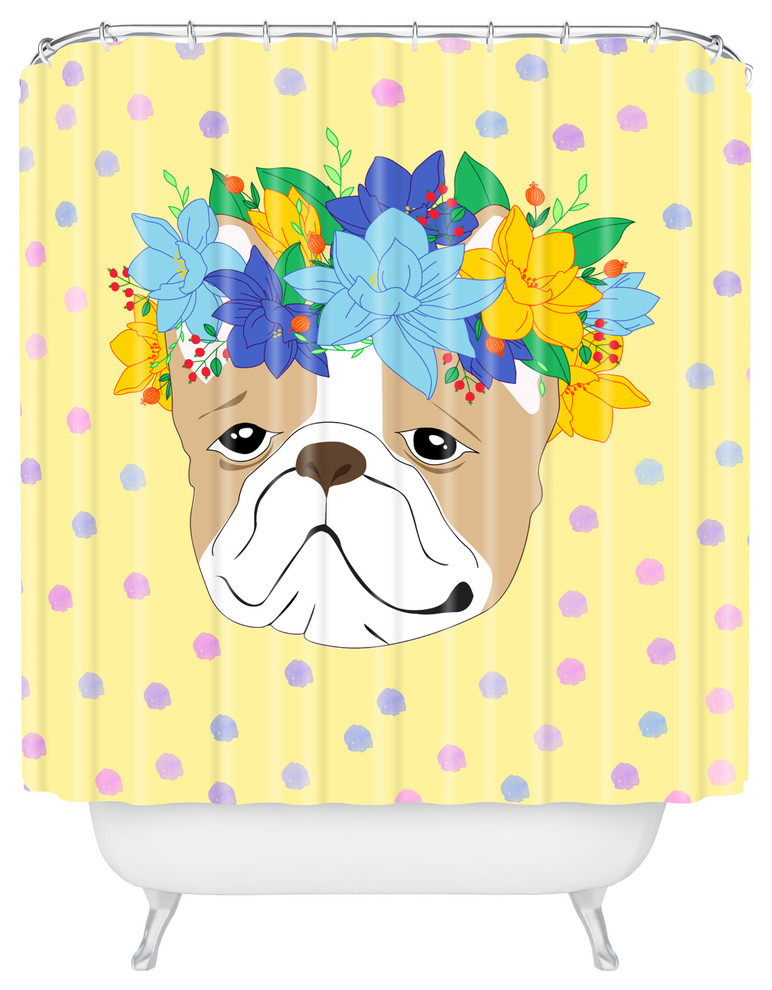 Hello Sayang Frenchies Shower Curtain Contemporary Shower Curtains
