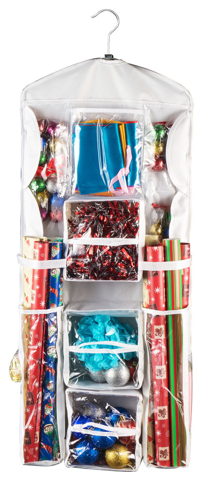 2 Wrapping Paper Storage Organizer Dual-Sided Hanging Wrap Station for ...