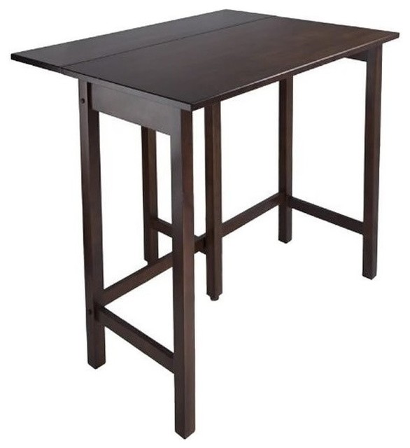 Pemberly Row Transitional Solid Wood Drop Leaf High Dining Table in Walnut - Transitional ...