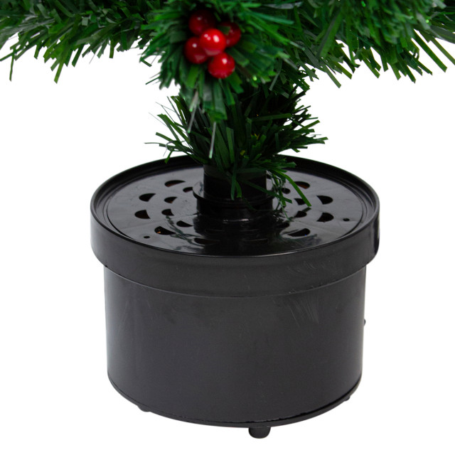 3' Pre-Lit Color Changing Fiber Optic Christmas Tree With Red Berries ...