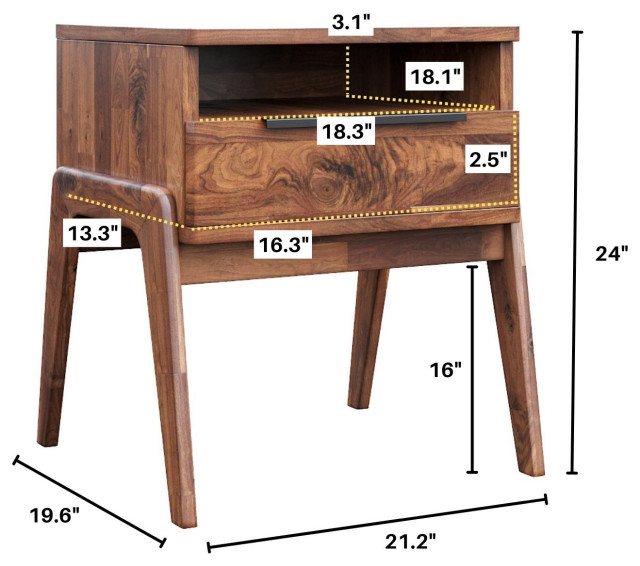 Remix 22" Wide Nightstand - Midcentury - Nightstands And Bedside Tables ...
