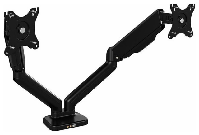 Bush Business Furniture Adjustable Dual Monitor Arm with USB in Black ...