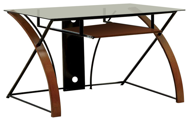 Benzara BM123639 Baden Transitional Style Computer Desk , Oak And Black ...