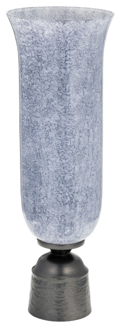 16", Glass Vase, Metal Base, Blue - Contemporary - Vases - by Kolibri ...