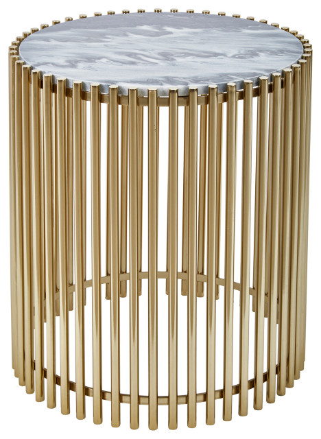 Sagebrook Home Steel/Marble 20" Accent Table, Gold/Black - Contemporary ...