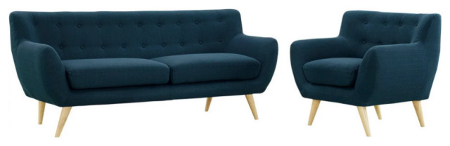 Marcy Azure 2 Piece Living Room Set - Midcentury - Living Room ...