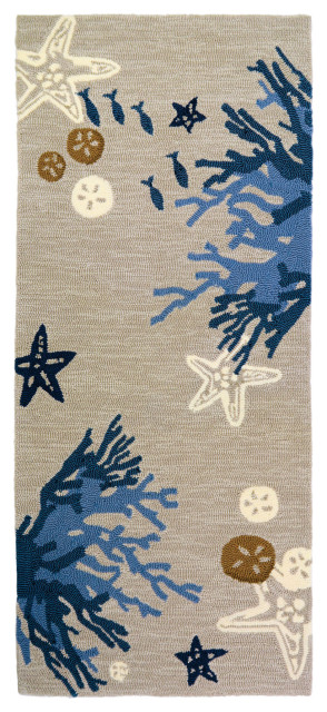 Tranquil Coral & Starfish Homefires Sea Themed Coastal Area Rug, 5x2 ...