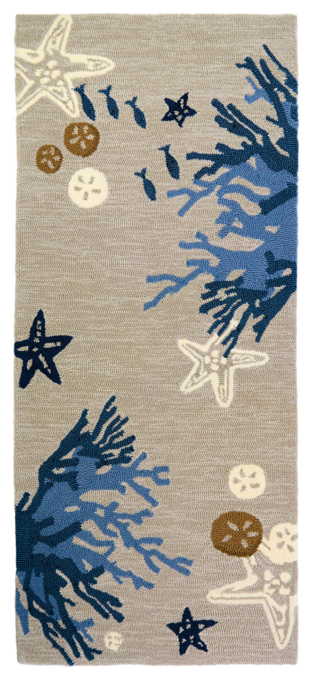 Tranquil Coral & Starfish Homefires Sea Themed Coastal Area Rug, 5x2 ...
