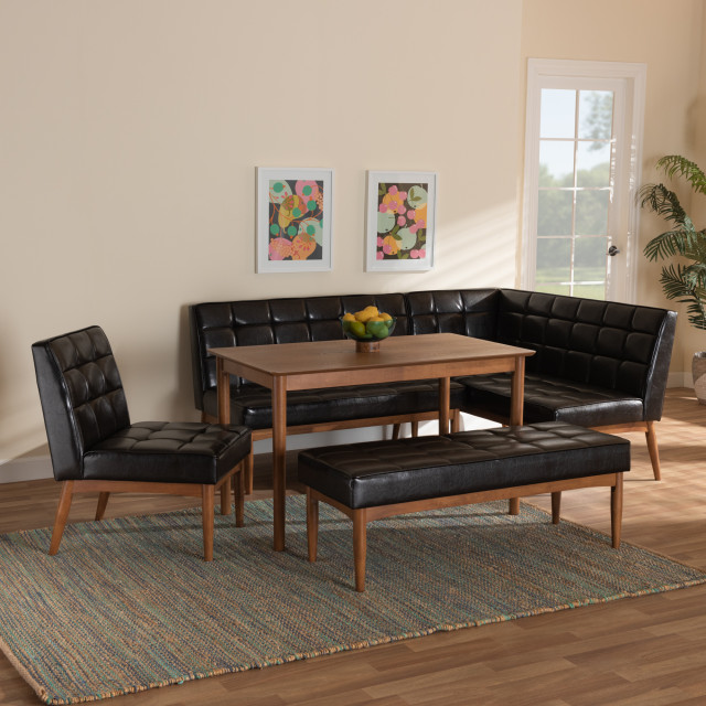 Devin Midcentury Modern 5-Piece Dining Banquette Set - Midcentury ...