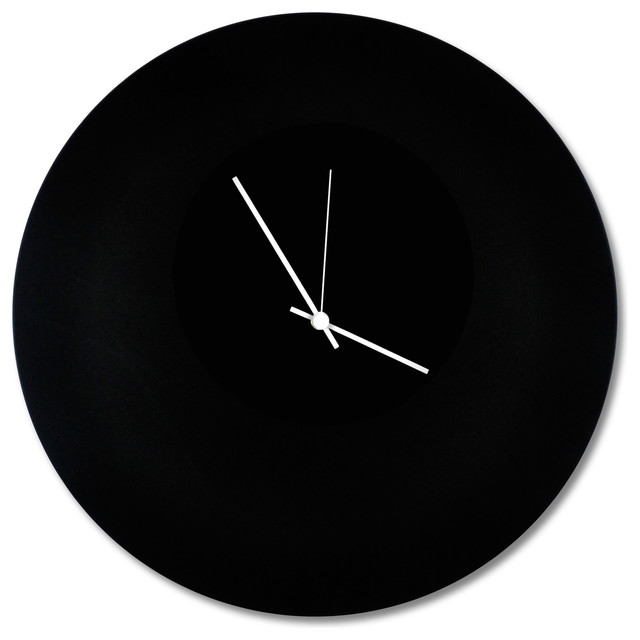 Blackout Circle Clock, Minimalist Modern Black Metal Clocks ...
