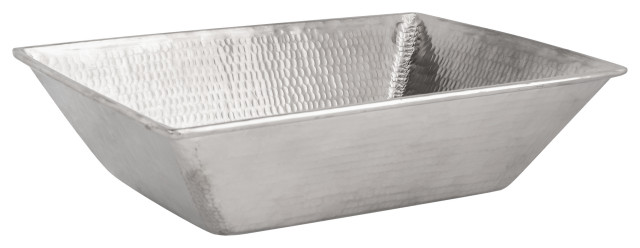17" Rectangle Wired Rim Vessel Hammered Copper Sink, Nickel ...