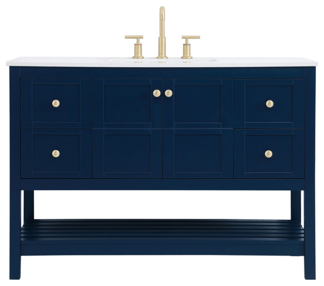 48" Single Bathroom Vanity, Blue, Vf16448Bl - Transitional - Bathroom ...