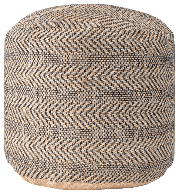 Nuloom Braided Tanya Jute Chevron Stripes Pouf, Natural - Beach Style - Floor Pillows And Poufs ...