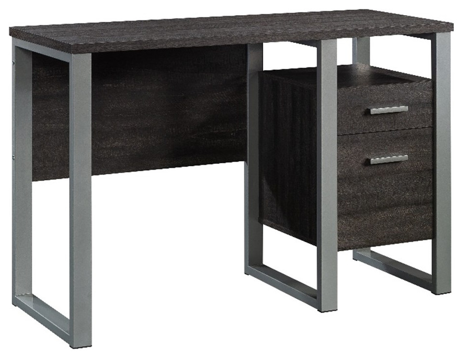 Sauder Rock Glen Engineered Wood and Metal Desk in Blade Walnut ...