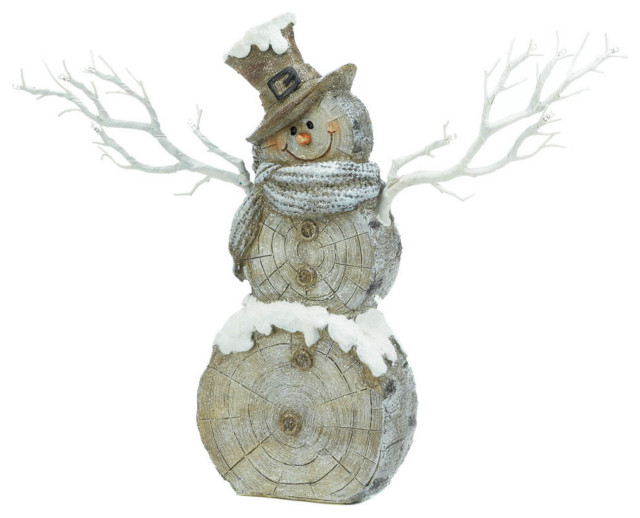 Snowman Statue With Twig Lights - Rustic - Holiday Accents And ...