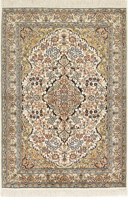 Oriental Rug Kashmir Silk 3'11"x2'9", 3'11"x2'9" - Traditional - Area ...