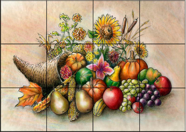 Tile Mural, Cornucopia by Lori Schory, 17" x 12.75" (12 Tiles ...