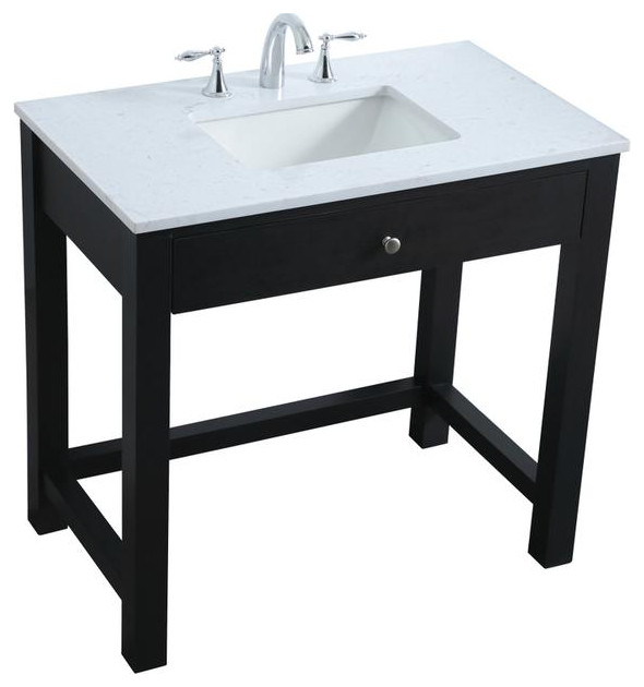 36 Inch Ada Compliant Bathroom Vanity In Black - Transitional - Area ...