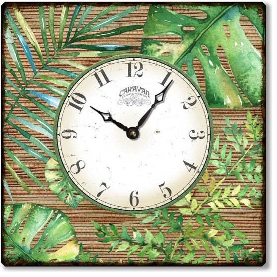 Square Tropical Leaves Wall Clock - Tropical - Wall Clocks - by Fairy ...