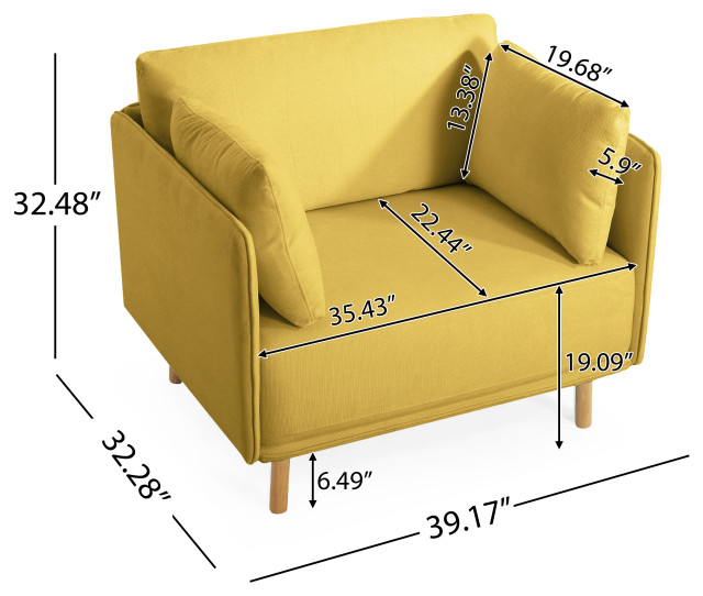 GDF Studio Modern Accent Chair With Natural Wood Legs - Contemporary ...