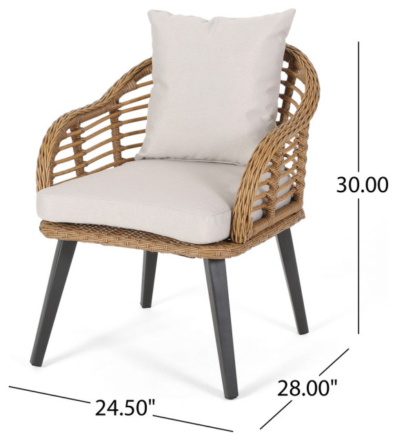 Fern Indoor Modern Boho Wicker Chat Set With Side Table - Tropical ...