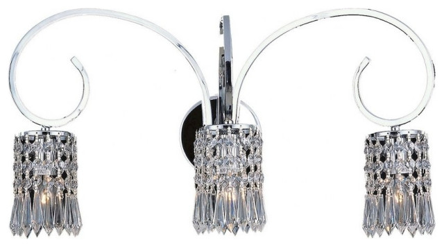 Luxury Three Light Crystal Vanity Light Fixture Scrolling Arm - Crystal ...