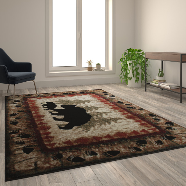 Athens Collection Rectangle 6' x 9' Rustic Lodge Area Rug - Rustic ...