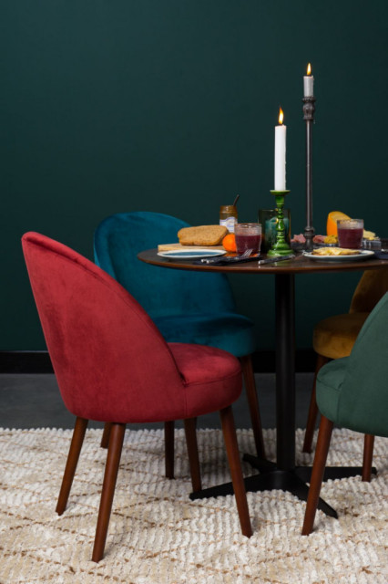 Red Velvet Dining Chairs (2) | Dutchbone Barbara - Midcentury - Dining ...