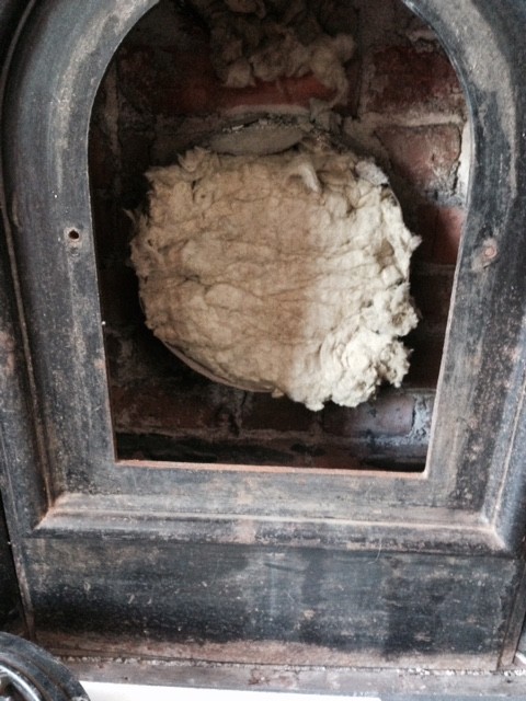 fire in a SMALL old coal fireplace