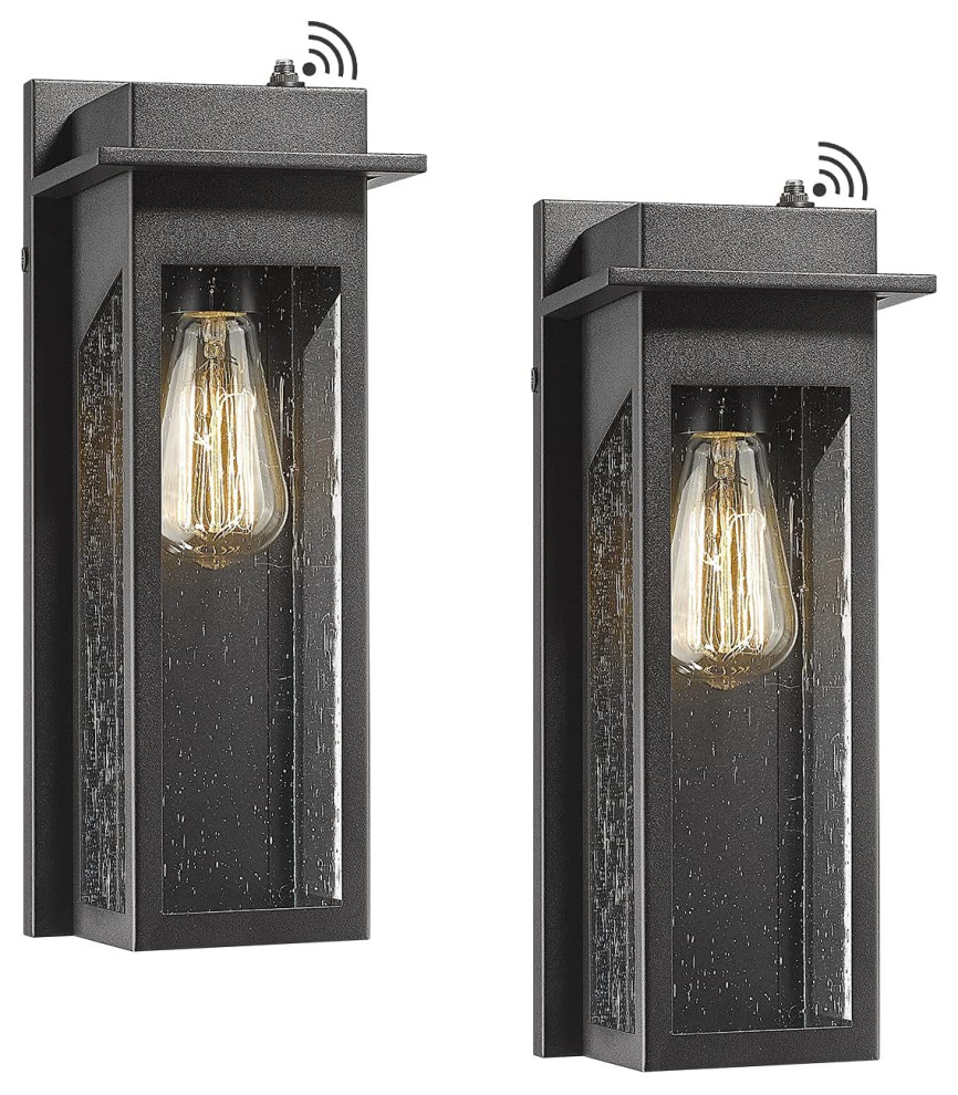 2 Pack Outdoor Garage Lighting Black Dusk To Dawn Sensor Wall Sconce ...
