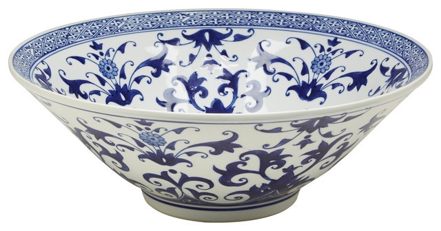 16" Blue & White Bowl - Asian - Decorative Bowls - by Orchard Creek ...