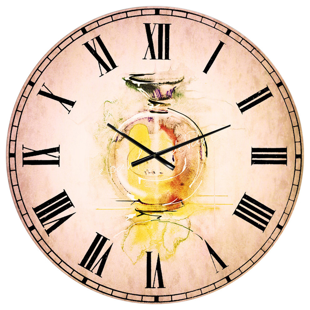 Perfume Bottle Watercolor Animal Round Metal Wall Clock, 36x36 ...
