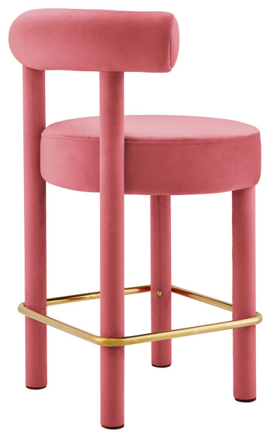 MODWAY Toulouse Performance Velvet Counter Stool - Contemporary - Bar ...