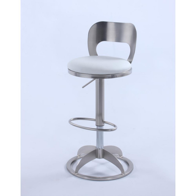 Oval Metal-Back Adjustable Height Stool, Brushed Nickel - Contemporary ...