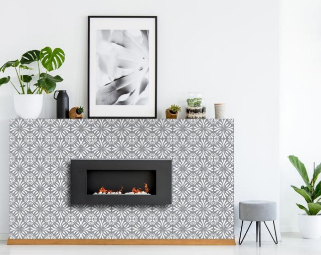 5" X 5" Gray And White Spire Peel And Stick Removable Tiles ...