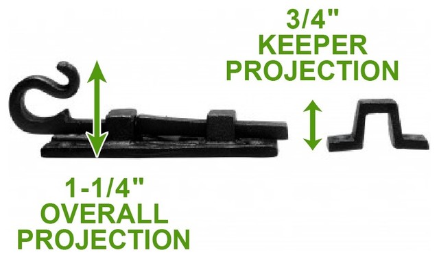 Black Slide Bolts Wrought Iron Curled Tail Set of 2 Door Latch ...