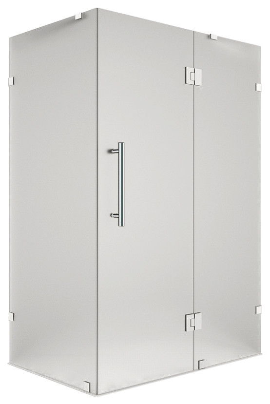 Avalux Frameless Shower Enclosure Frosted Glass, Stainless Steel, 35 ...
